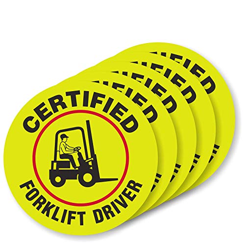 SmartSign “Certified Forklift Driver” Pack of 5 Hard Hat Labels | Retro-Reflective, 2" Circle