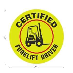 SmartSign “Certified Forklift Driver” Pack of 5 Hard Hat Labels | Retro-Reflective, 2" Circle