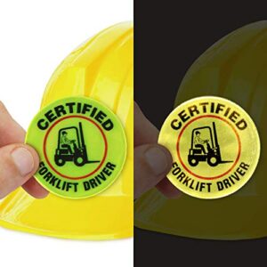 SmartSign “Certified Forklift Driver” Pack of 5 Hard Hat Labels | Retro-Reflective, 2" Circle