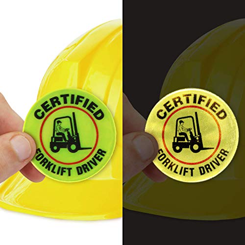 SmartSign “Certified Forklift Driver” Pack of 5 Hard Hat Labels | Retro-Reflective, 2" Circle