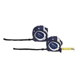 amazon basics heavy duty tape measure - 25-feet (8-meters), inch/metric scale, 3-lock design, mid accuracy, chrome, 2-pack