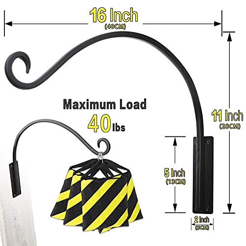 Qiang Ni Heavy-Duty Plant Hanger Outdoor: Hanging Plant Hook for Outside Basket - 16-Inch Wall Mount Plant Bracket for Bird Feeder