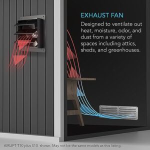 AC Infinity Airlift T16, Shutter Exhaust Fan 16” with Temperature Humidity WiFi Controller, EC-Motor Wall Mount Ventilation and Cooling for Sheds, Attics, Workshops, and Greenhouses