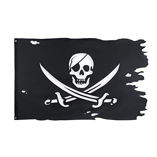 Jack Rackham Flag 3x4.8Fts Broadsword Old Skull Bones Pirate Banner Creepy Ragged