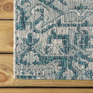 JONATHAN Y SMB105C-4 Estrella Bohemian Medallion Textured Weave Indoor/Outdoor Teal/Gray 4 ft. x 6 ft. Area-Rug, Coastal,Easy-Cleaning,HighTraffic,LivingRoom,Backyard, Non Shedding