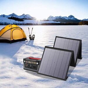 60W Foldable Solar Panel Charger, USB PC/QC3.0 5V-18V 3.3A DC Fast Solar Charging Board for Emergency Charging and Outdoor Camping. Use for Power Station Generator Laptop Tablet GPS iPad Camera etc