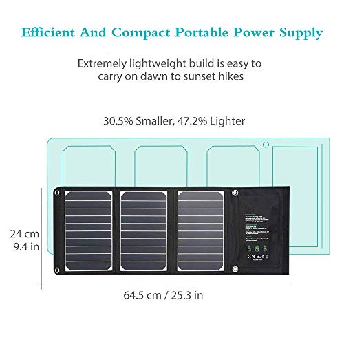 60W Foldable Solar Panel Charger, USB PC/QC3.0 5V-18V 3.3A DC Fast Solar Charging Board for Emergency Charging and Outdoor Camping. Use for Power Station Generator Laptop Tablet GPS iPad Camera etc