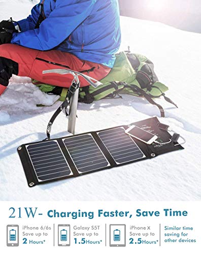 60W Foldable Solar Panel Charger, USB PC/QC3.0 5V-18V 3.3A DC Fast Solar Charging Board for Emergency Charging and Outdoor Camping. Use for Power Station Generator Laptop Tablet GPS iPad Camera etc