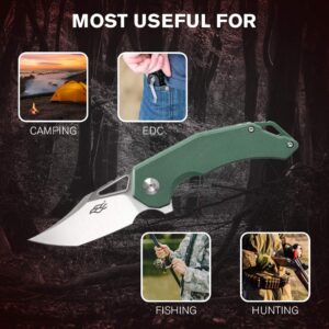 Firebird GANZO FH61-GB Pocket Folding Knife Razor Sharp D2 Steel Blade Ergonomic G10 Anti-Slip Handle with Clip Hunting Fishing Camping Gear Outdoor Folder EDC Pocket Knife (Green)