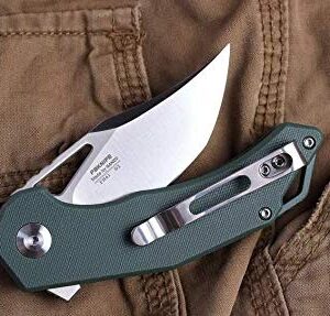 Firebird GANZO FH61-GB Pocket Folding Knife Razor Sharp D2 Steel Blade Ergonomic G10 Anti-Slip Handle with Clip Hunting Fishing Camping Gear Outdoor Folder EDC Pocket Knife (Green)