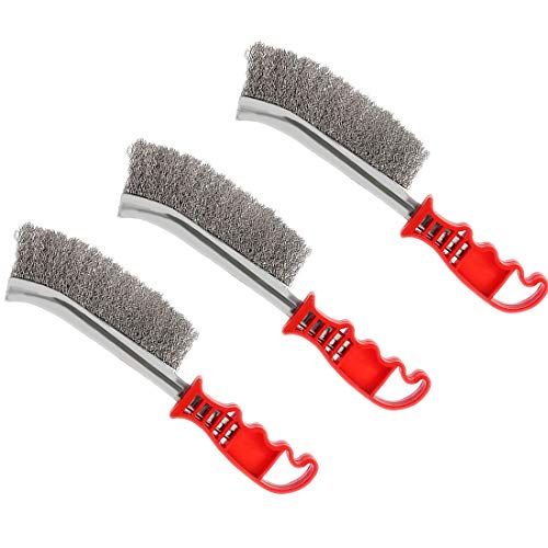 Modell 3pcs Wire Scratch Brushes Set Carbon Steel and Stainless Steel Wire Brush for Automotive, Cleaning Welding Slag and Rust