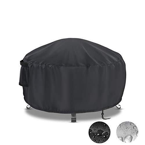 Onlyme Round Fire Pit Cover - 40 Inch Waterproof Firepit Cover for Outdoor Patio Firepit - 420D Durable Anti-Fading Outdoor Fire Pit Cover