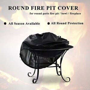 Onlyme Round Fire Pit Cover - 40 Inch Waterproof Firepit Cover for Outdoor Patio Firepit - 420D Durable Anti-Fading Outdoor Fire Pit Cover