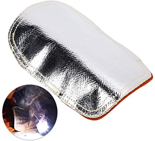 Dioche High Temperature Hand Guard Shield, Anti High Heat Transfer Flow Hand Guard Gloves Heat Shield Split Leather Leather Aluminized Back Weld Hand Pad