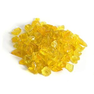 high luster reflective fire glass gravel,fire gems,fire drops,fire glass pebbles stones beads chips for fire pit fish tank aquarium garden,1-2cm,540g/1.19lb (yellow)