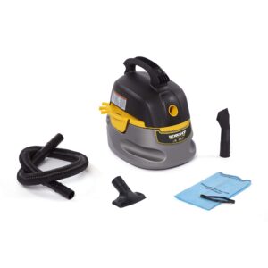 workshop wet/dry vacs vacuum ws0255va compact, portable wet/dry vacuum cleaner, 2.5-gallon small shop vacuum cleaner, 1.75 peak hp portable vacuum,grey/ black/ yellow