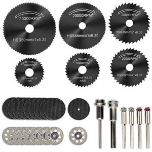 cutting wheels for rotary tool, diamond metal wood cutting wheels and drill cutting disc with 1/8" shank and resin cutting off wheels with mandrels for wood metal diy craft