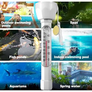 Kingsource Large Floating Pool Thermometer, Water Temperature Thermometers with String for Outdoor & Indoor Swimming Pools, Spas, Hot Tubs,Fish Ponds Thermometer Floating Easy Read