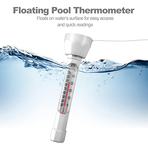 Kingsource Large Floating Pool Thermometer, Water Temperature Thermometers with String for Outdoor & Indoor Swimming Pools, Spas, Hot Tubs,Fish Ponds Thermometer Floating Easy Read