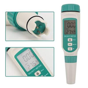 Digital Salinity Meter,Electronic Waterproof Water Quality Temp Test Meter ,0.00ppt-9.99ppt, 10.0ppt-50ppt Seawater Pool Aquarium Fish Multifunction Salinity Guage