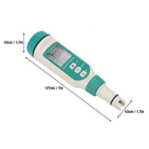 Digital Salinity Meter,Electronic Waterproof Water Quality Temp Test Meter ,0.00ppt-9.99ppt, 10.0ppt-50ppt Seawater Pool Aquarium Fish Multifunction Salinity Guage