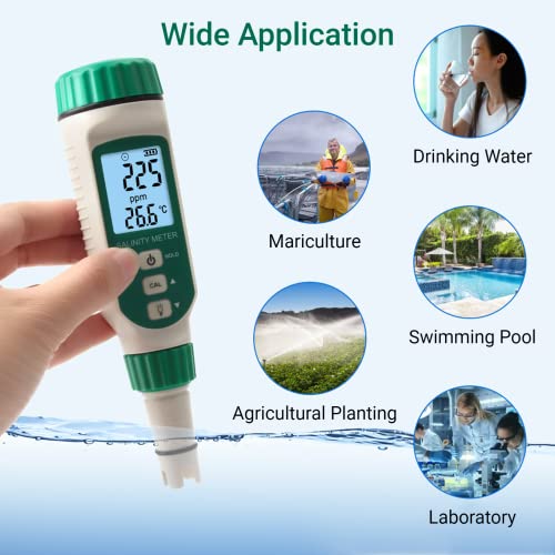 Digital Salinity Meter,Electronic Waterproof Water Quality Temp Test Meter ,0.00ppt-9.99ppt, 10.0ppt-50ppt Seawater Pool Aquarium Fish Multifunction Salinity Guage