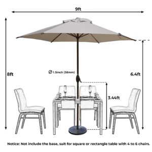 Abba Patio 9ft Patio Umbrella Outdoor Umbrella Patio Market Table Umbrella with Push Button Tilt and Crank for Garden, Lawn, Deck, Backyard & Pool, Beige