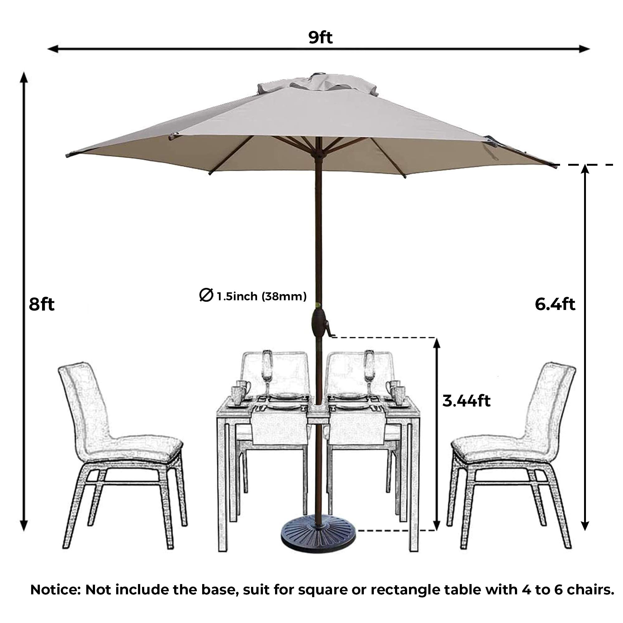 Abba Patio 9ft Patio Umbrella Outdoor Umbrella Patio Market Table Umbrella with Push Button Tilt and Crank for Garden, Lawn, Deck, Backyard & Pool, Beige