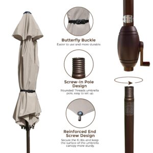 Abba Patio 9ft Patio Umbrella Outdoor Umbrella Patio Market Table Umbrella with Push Button Tilt and Crank for Garden, Lawn, Deck, Backyard & Pool, Beige