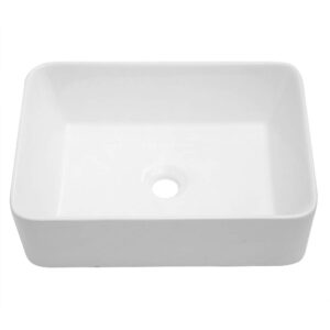 bathroom vessel sink countertop rectangular - kichae 19x15 inch modern white bathroom sinks rectangle above counter white porcelain ceramic vessel vanity sink art basin