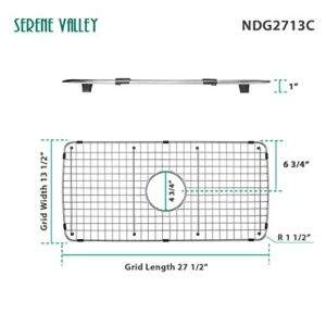 Serene Valley Sink Bottom Grid 27-1/2" x 13-1/2", Centered Drain with Corner Radius 1-1/2", Sink Grids Stainless Steel NDG2713C