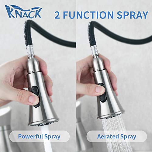 Touchless Kitchen Faucet with Pull Down Spray Head, Two Sensors Single Handle High Arc 2-Function Kitchen Sink Faucets with Pull Out Sprayer, 1&4 Hole Deck Mount, Brushed Nickel PVD,KNACK