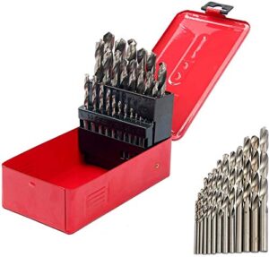 38pcs twist high speed steel drill set drilling bit metal metric tool 1-13mm, 118 degree split point angle, with metal case, hss drill bit