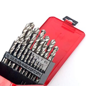 38pcs Twist High Speed Steel Drill Set Drilling Bit Metal Metric Tool 1-13mm, 118 Degree Split Point Angle, with Metal Case, HSS Drill Bit