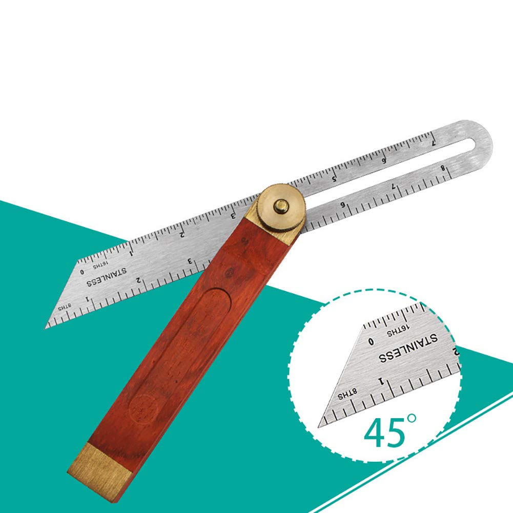 Gentlecarin Blade Ruler,Adjustable Bevel Sliding T-bevel with Hardwood Handle Angle Finder Carpentry Squares for Craftsman Builder Carpenter Architect Engineer