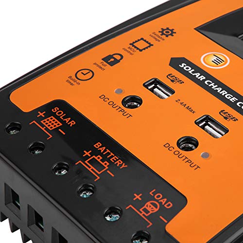 Solar Charge Controller, 12V/24V 30A50A MPPT Solar Panels Charge Controller Battery Regulator Dual USB LCD Display(70A) Mppt Solar Charge Controller 50A Mppt Mppt Charge Controller