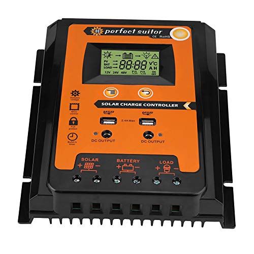 Solar Charge Controller, 12V/24V 30A50A MPPT Solar Panels Charge Controller Battery Regulator Dual USB LCD Display(70A) Mppt Solar Charge Controller 50A Mppt Mppt Charge Controller