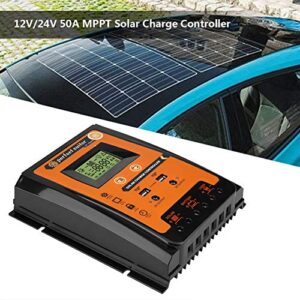 Solar Charge Controller, 12V/24V 30A50A MPPT Solar Panels Charge Controller Battery Regulator Dual USB LCD Display(70A) Mppt Solar Charge Controller 50A Mppt Mppt Charge Controller