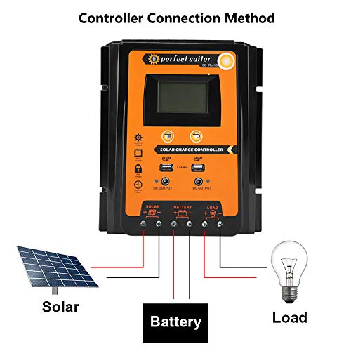 Solar Charge Controller, 12V/24V 30A50A MPPT Solar Panels Charge Controller Battery Regulator Dual USB LCD Display(70A) Mppt Solar Charge Controller 50A Mppt Mppt Charge Controller