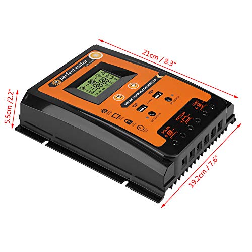 Solar Charge Controller, 12V/24V 30A50A MPPT Solar Panels Charge Controller Battery Regulator Dual USB LCD Display(70A) Mppt Solar Charge Controller 50A Mppt Mppt Charge Controller