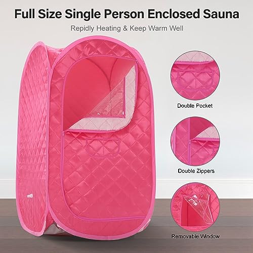 Portable Sauna Tent, Foldable One Person Full Body Spa for Detox Therapy Without Steamer - Pink