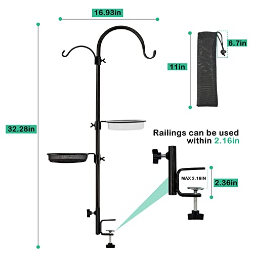 Deck Hook Bird Feeder Pole Porch Multi Hook Bird Feeding Station Kit Multi Feeder Hanging Kit Premium Bird Bath for Attracting Wild Birds Planter Hanger