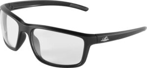 bullhead safety glasses pompano with clear anti fog and scratch resistant lenses, polycarbonate protective eyewear with uv protection, comfortable and lightweight, matte black frame