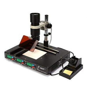 t862 bga rework station 800w ir infrared bga preheater soldering station smd rework solder station irda welder machine with pcb holder, lamp, 1.1'' 1.5'' 1.9'' 3pcs lenses and more