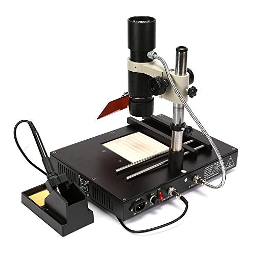 T862 BGA Rework Station 800W IR Infrared BGA Preheater Soldering Station SMD Rework Solder Station IRDA Welder Machine with PCB Holder, Lamp, 1.1'' 1.5'' 1.9'' 3pcs Lenses and More