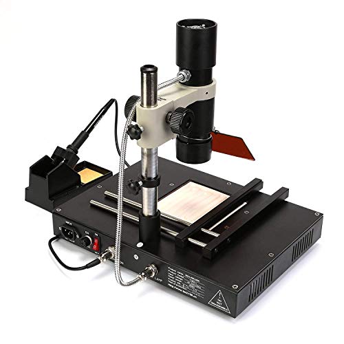 T862 BGA Rework Station 800W IR Infrared BGA Preheater Soldering Station SMD Rework Solder Station IRDA Welder Machine with PCB Holder, Lamp, 1.1'' 1.5'' 1.9'' 3pcs Lenses and More