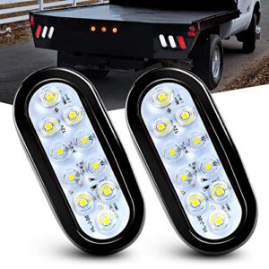 nilight - tl-09 6 inch oval white led trailer tail lights 2pcs 10 led w/flush mount grommets plugs ip67 waterproof reverse/back up trailer lights for rv truck jeep, 2 years warranty