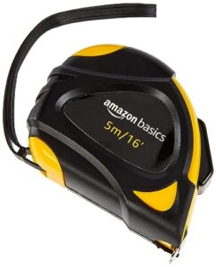 amazon basics self-locking tape measure - 16-feet (5-meters), inch/metric scale, mid accuracy