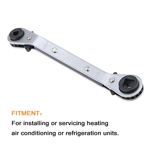 gohantee Refrigeration Ratchet Wrench 4 Different Sizes - 1/4 x 3/16 Square x 3/8 x 5/16 Square Air Conditioning Ratcheting Service Wrench