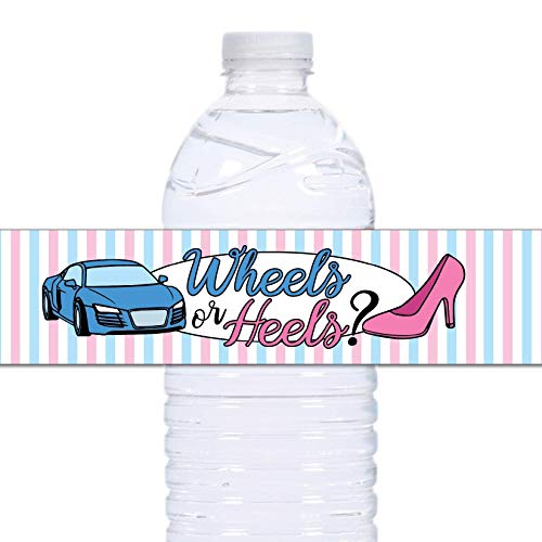 21 Wheels or Heels Waterproof Self-Adhesive Water Bottle Labels